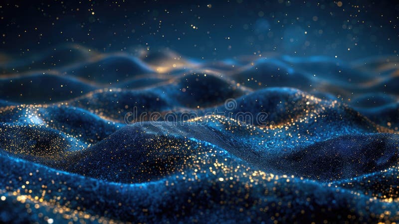 Blue Wave with Gold Glitters Stock Photo - Image of pattern, flowing ...