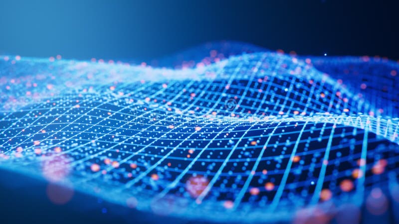 Blue Wave Grid Background, 3d Rendering Stock Video - Video of outline, wave: 339308677