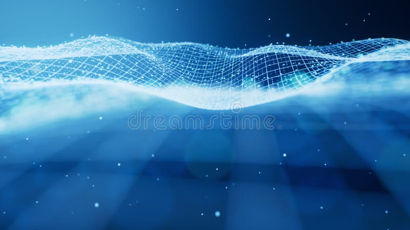 Blue Wave Grid Background, 3d Rendering Stock Video - Video of space, valley: 339310755