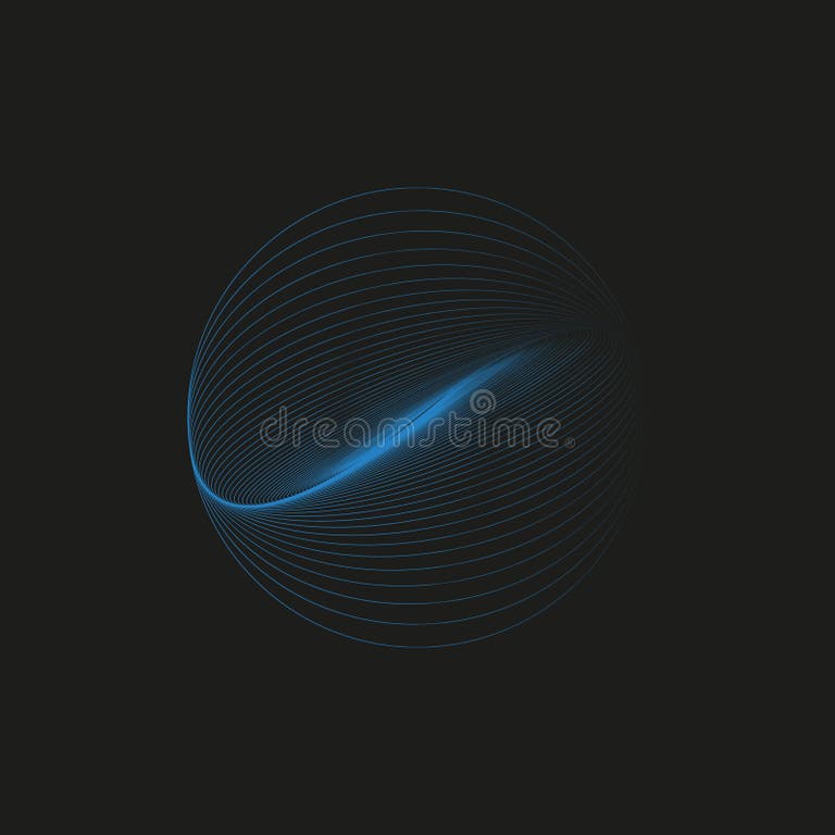 Blue Wave Icon. Light Glow Shape. Abstract Vector Motion. Black Dynamic ...