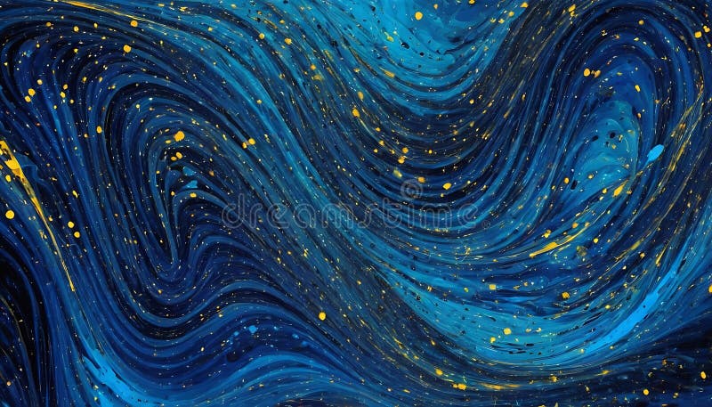 A Blue Wave Illustration with a Black Background. Stock Illustration ...