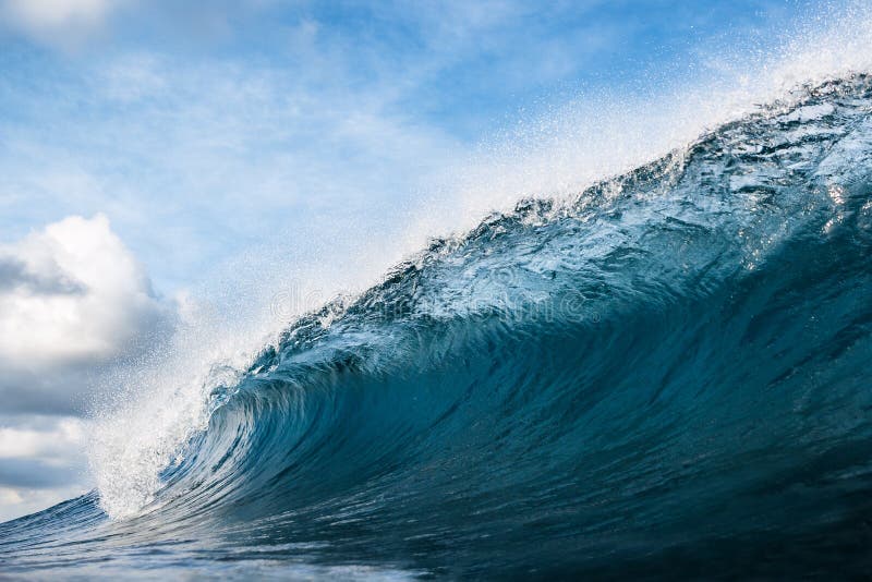 Blue Wave with Foam in Ocean. Aerial View of Barrel Wave Stock Image ...