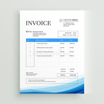 Blue Wave Invoice Template Design Stock Illustrations – 21 Blue Wave Invoice Template Design ...