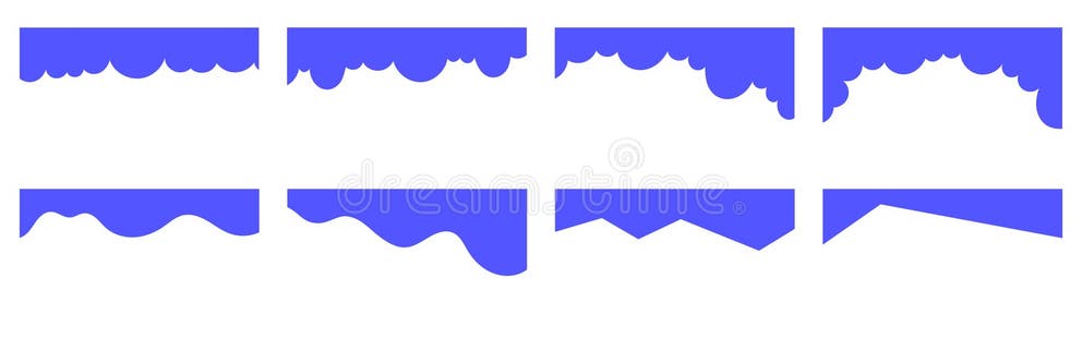 Blue Wave and Jagged Edge Shapes Set, Decorative Borders for Graphic ...