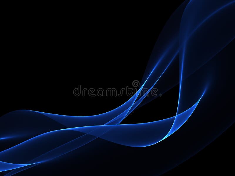 Blue Wave Light Abstract of Black Background Stock Illustration ...