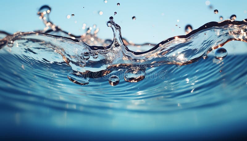 Blue Wave, Liquid Nature, Abstract Drop, Motion Close Up Generated by ...