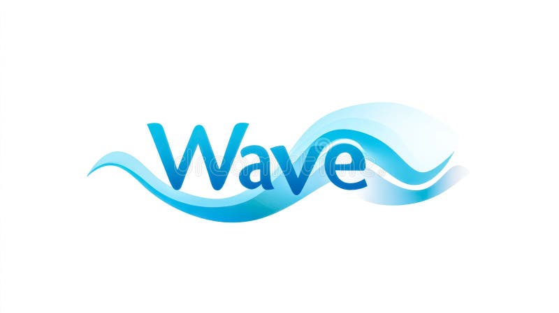 Wave Logo with Text Styled As a Blue Wave on White Background Stock ...