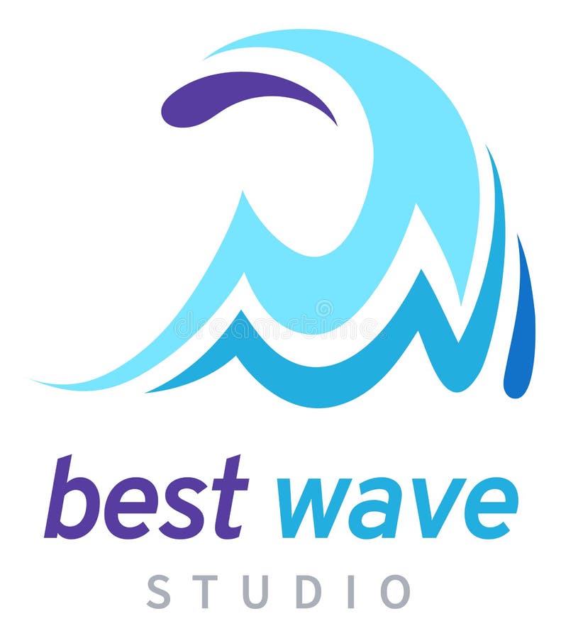 Sea Wave Logo. Ocean Storm Tide Waves Wavy River Blue Water Splash ...