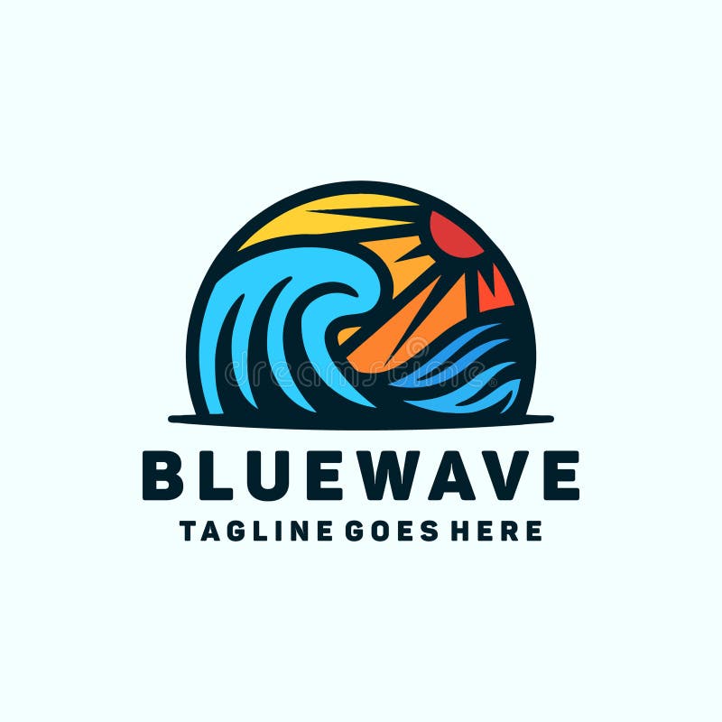 Blue Wave Logo Vector, Sea Icon Symbol, Ocean Creative Vintage Graphic ...