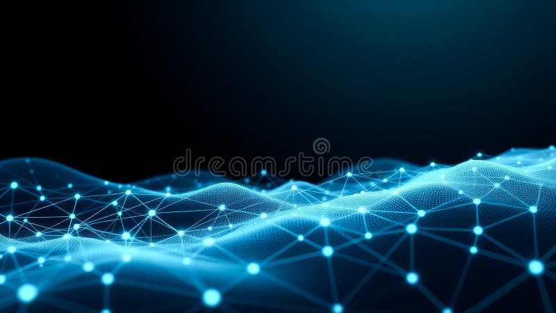 Blue Wave with Many Dots on it Stock Photo - Image of science, data ...