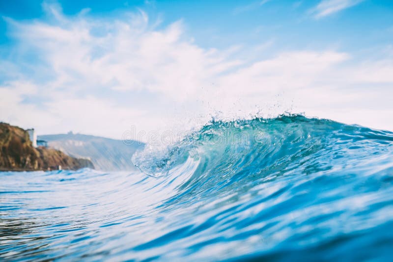 Blue Wave in Ocean. Clear Wave and Sun Light Stock Photo - Image of ...