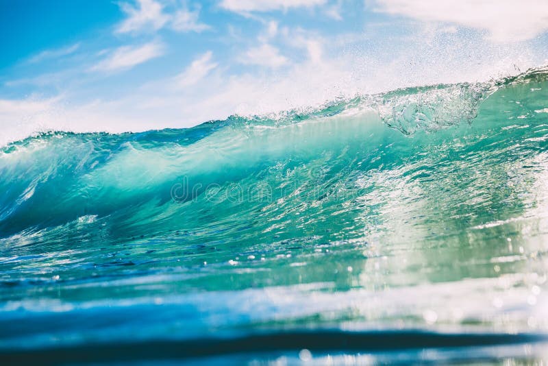 Blue Wave in Ocean. Clear Wave and Sun Light Stock Image - Image of ...