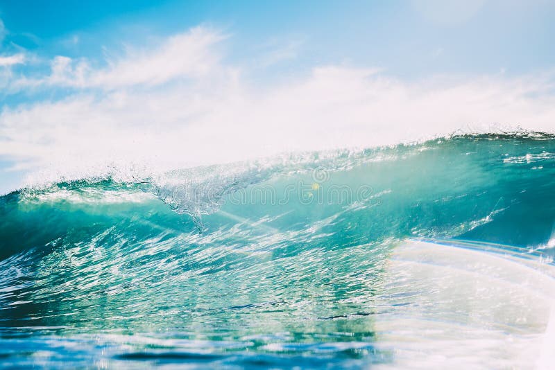 Blue Wave in Ocean. Clear Wave and Sun Light Stock Image - Image of ...