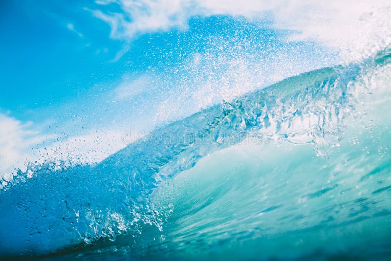 Blue Wave in Ocean. Clear Wave and Sun Light Stock Photo - Image of ...