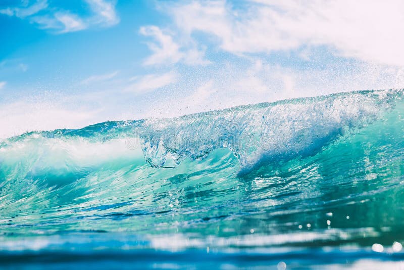 Blue Wave in Ocean. Clear Water and Sun Light Stock Image - Image of ...