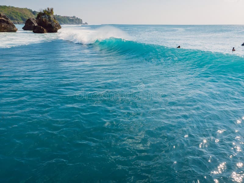 Blue Wave in Ocean, Drone Shot. Aerial View of Barrel Wave Stock Image ...