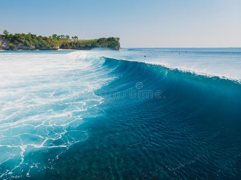 Blue Wave in Ocean, Drone Shot. Aerial View of Barrel Wave Stock Photo ...