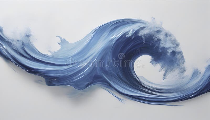 Blue Wave Oil Painting Using Brush Technique. Stock Illustration ...