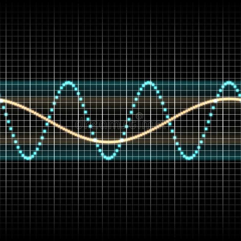 Blue Wave of Signal from Oscilloscope Creen Stock Illustration ...