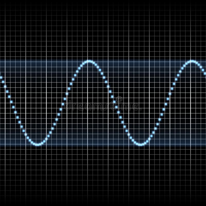 Blue Wave of Signal from Oscilloscope Screen Stock Illustration ...