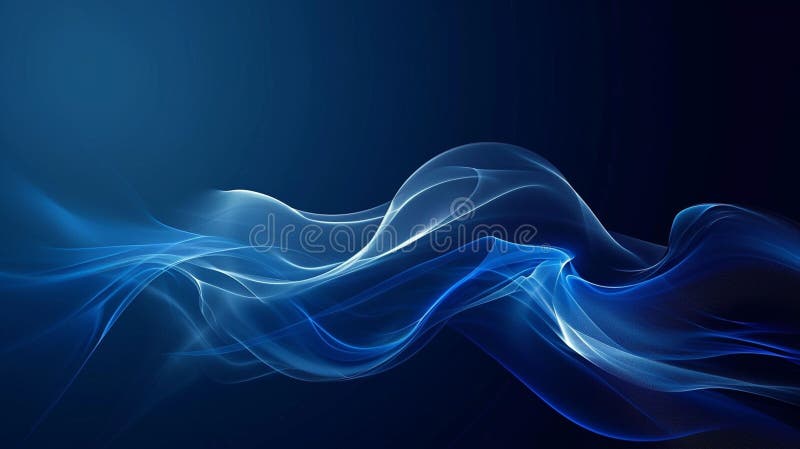Blue Wave of Smoke on Black Background Stock Illustration ...
