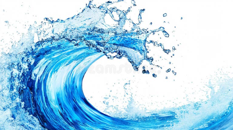 Blue Wave Splash Isolated on White Background - High-Quality ...