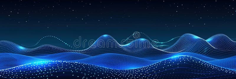 A Blue Wave with a Starry Sky Background Stock Illustration ...