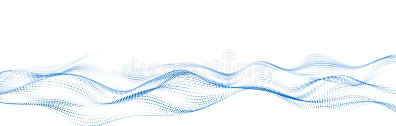 Blue Wave of Streaming Particles on a White Background. Abstract ...