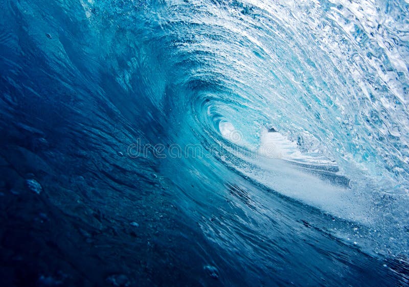 Blue Wave in the Tube stock image. Image of ocean, energy - 9372211