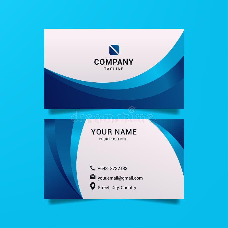 Blue Wave Vector Business Card Design Image Stock Vector - Illustration ...