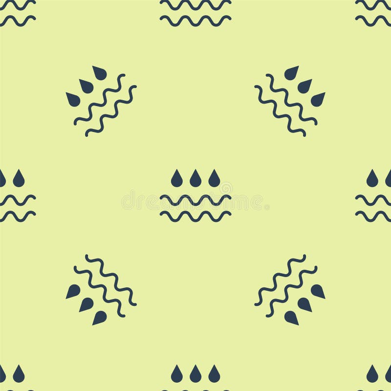 Blue Wave with Water Drop Icon Isolated Seamless Pattern on Yellow ...