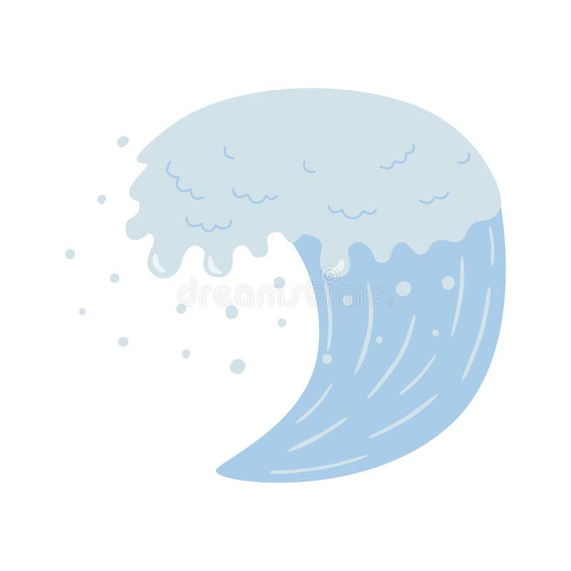Blue Wave and Water Spray, Wavy Symbols of Nature in Vector ...