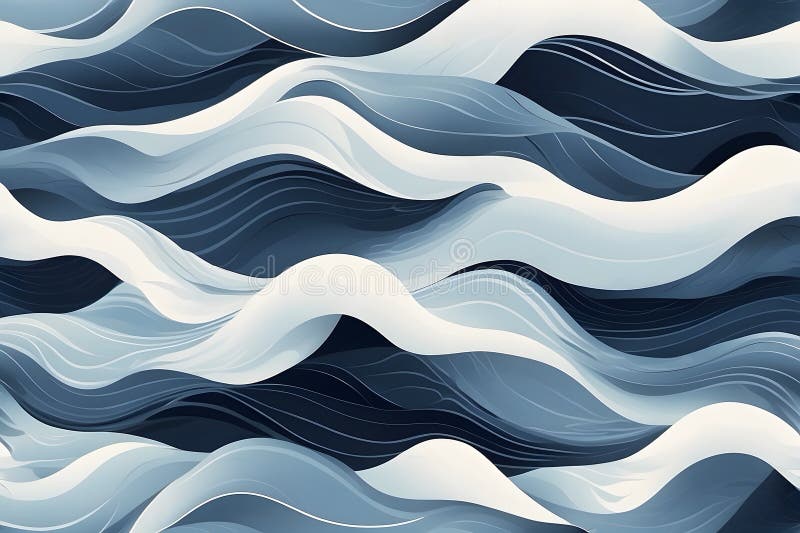 Blue Waves Abstract Wallpaper Stock Illustration - Illustration of blue ...
