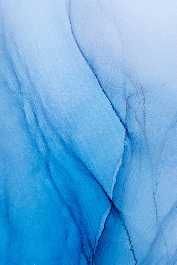 Blue Waves in Alcohol Ink Art Technique. Hand Drawing Artwork Stock ...