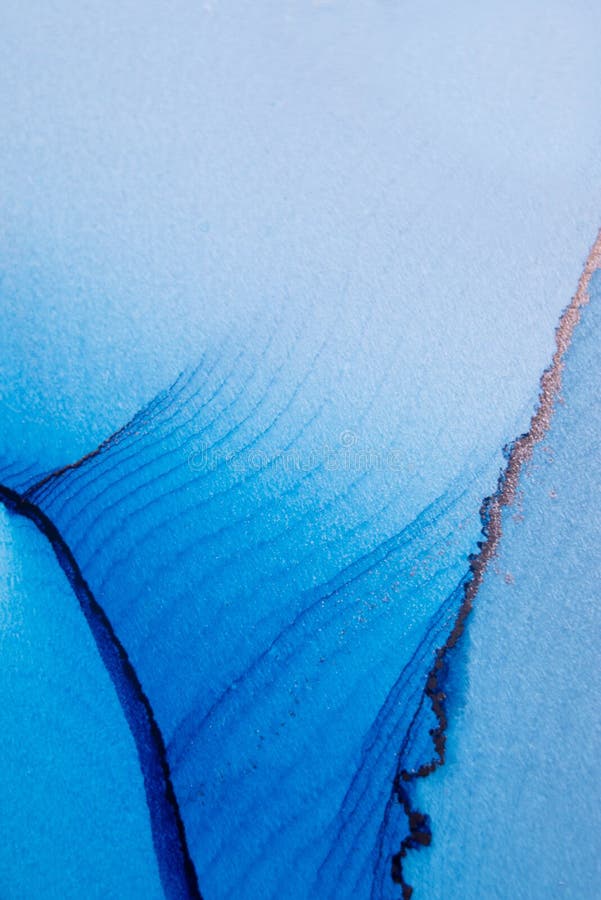 Blue Waves in Alcohol Ink Art Technique. Hand Drawing Artwork Stock ...