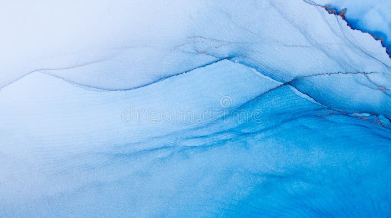 Blue Waves in Alcohol Ink Art Technique. Hand Drawing Artwork Stock ...