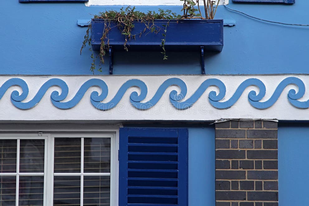 Blue waves decor stock photo. Image of facade, house - 34581384