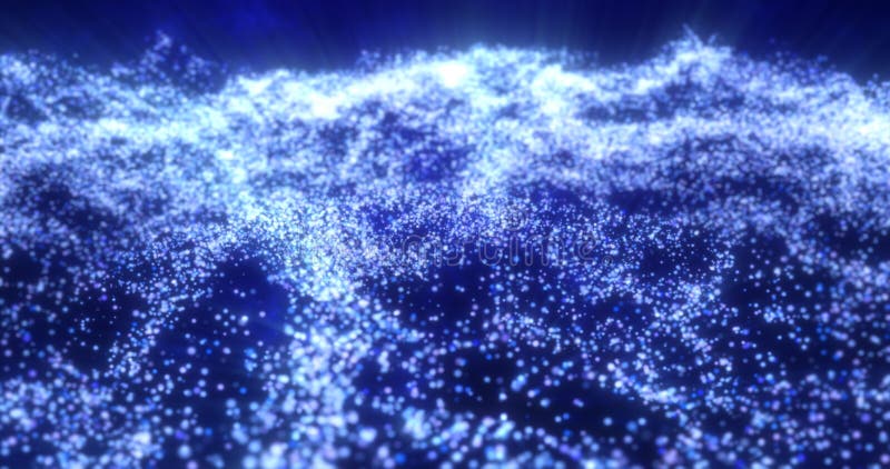 Blue Waves from Energy Particles Magical Glowing Futuristic Light Dots ...