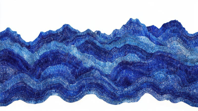Blue Waves Flow Smoothly Across a White Background, Depicting Ocean ...