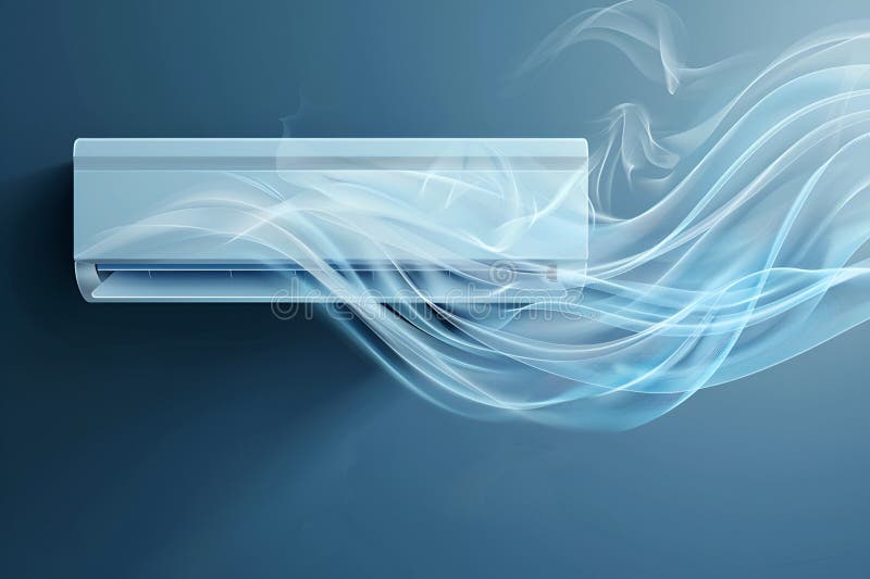 Blue Waves of Fresh Clean Air in the Apartment. Air Conditioner with ...
