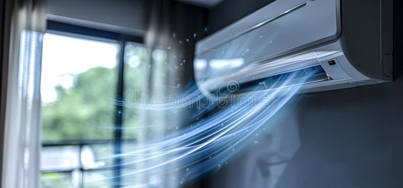 Blue Waves of Fresh Clean Air Blowing from the Air Conditioner Stock ...