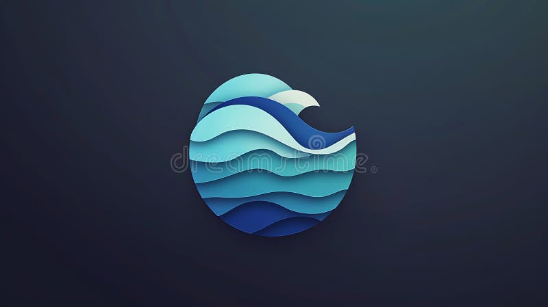 Blue Waves Logo. Paper Cutout Style. Vector Illustration Stock ...