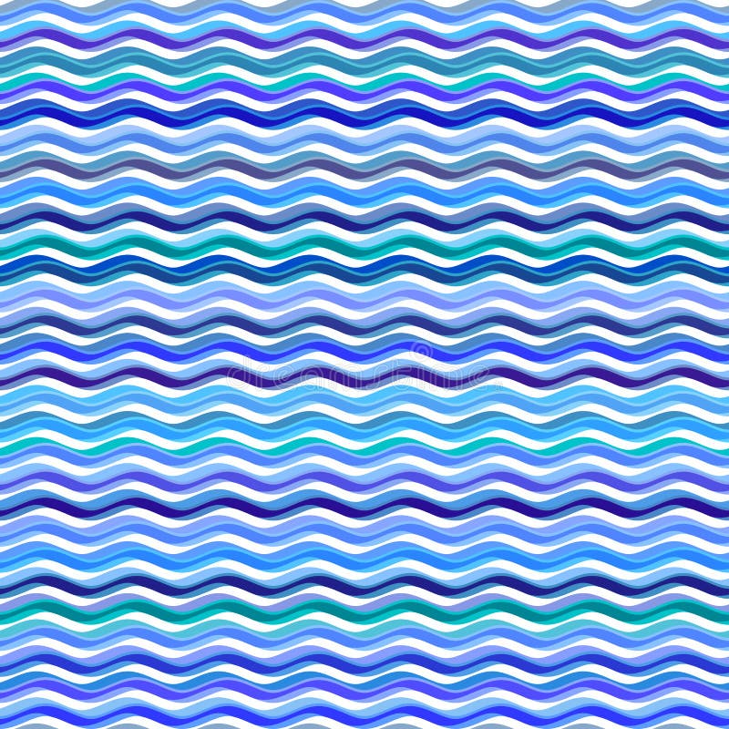 Blue Waves Pattern in Marine Style. Stock Vector - Illustration of ...