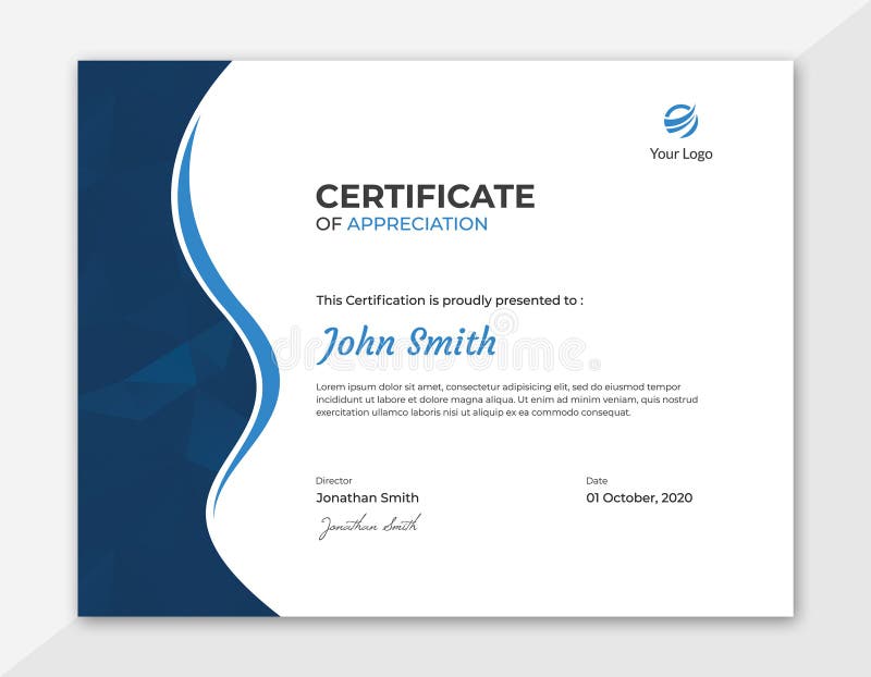 Blue Waves with Polygon Pattern Certificate Stock Vector - Illustration ...