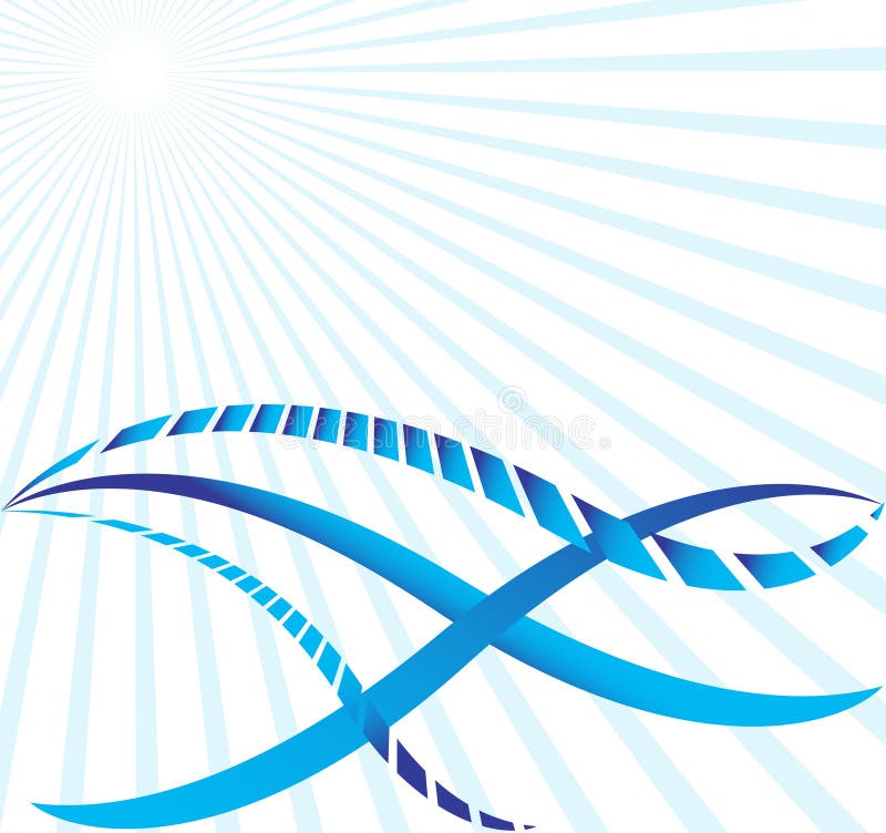 Blue Waves and Sunshine. Vector. Stock Vector - Illustration of flowing ...