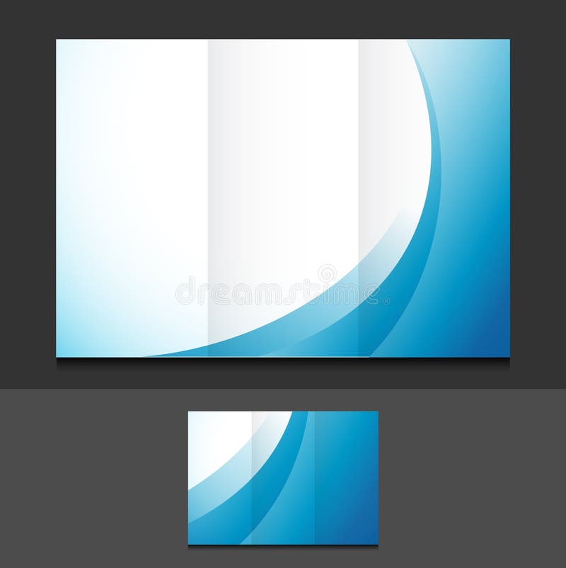 Tri-fold Flyer Brochure Template with Blue Waves Stock Vector ...