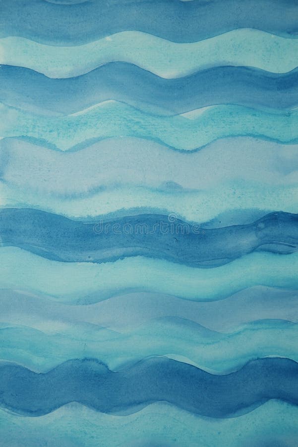 Blue Waves Watercolor Pattern Texture Background. Stock Illustration ...