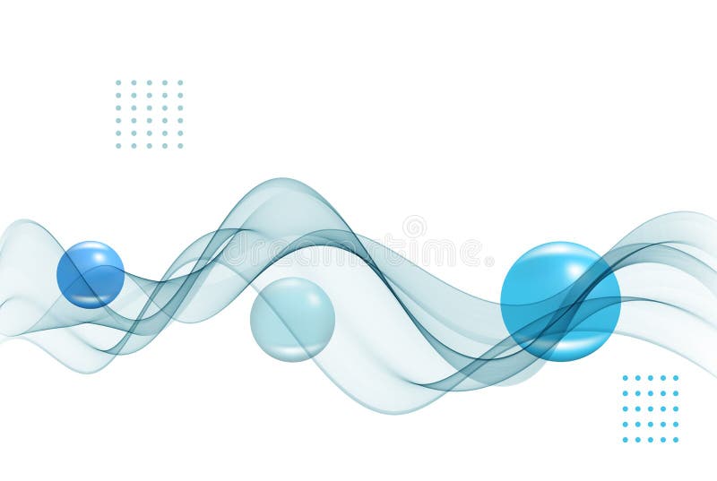 Blue Wavy Abstract Wave Element with Blue Spheres. Background Stock ...