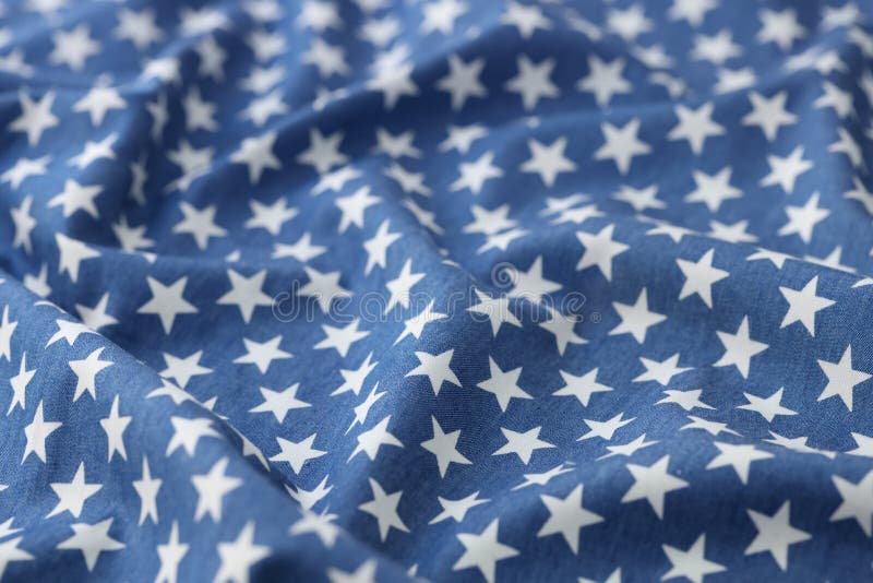 Blue Wavy Fabric with White Stars Texture Background Stock Photo ...
