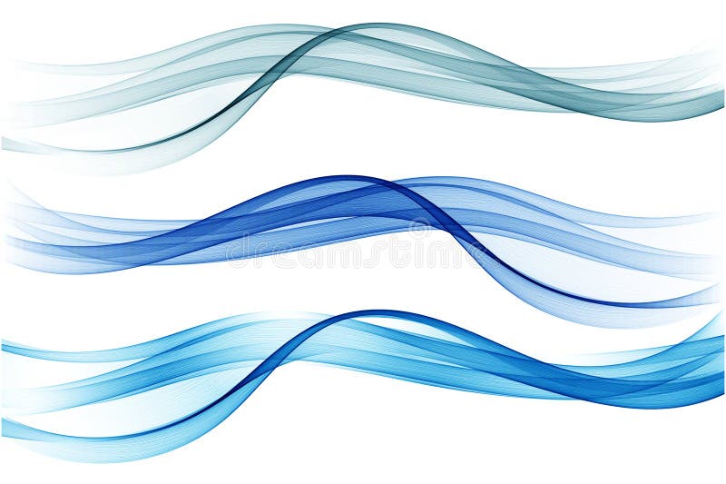 Blue Wavy Flow of Transparent Lines, Abstract Wave, Smoky Wave. Stock ...